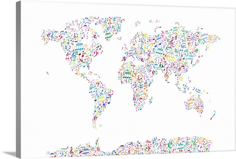 Music Notes Map of the World | Great Big Canvas