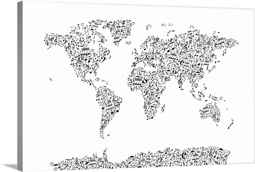 Music Notes Map of the World | Great Big Canvas