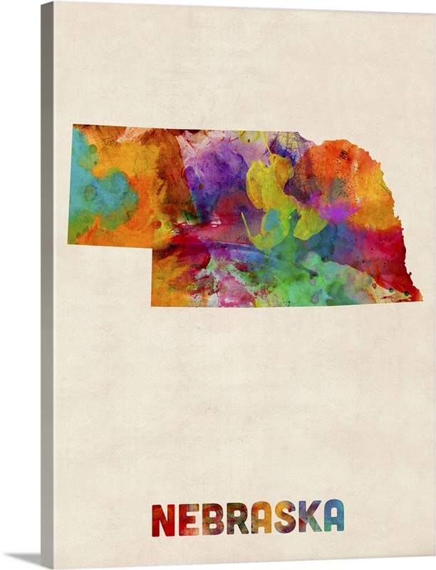 Nebraska Watercolor Map | Great Big Canvas