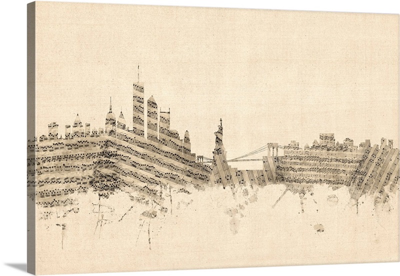 New York Skyline Sheet Music Cityscape | Great Big Canvas