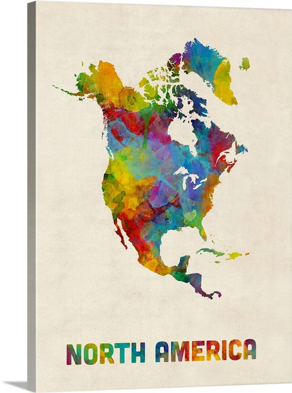 North America Continent Watercolor Map | Great Big Canvas