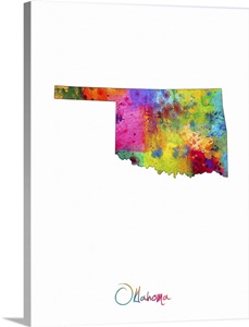 Oklahoma Map Wall Art, Canvas Prints, Framed Prints, Wall Peels | Great ...