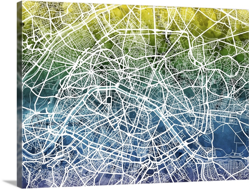 Paris France City Street Map | Great Big Canvas