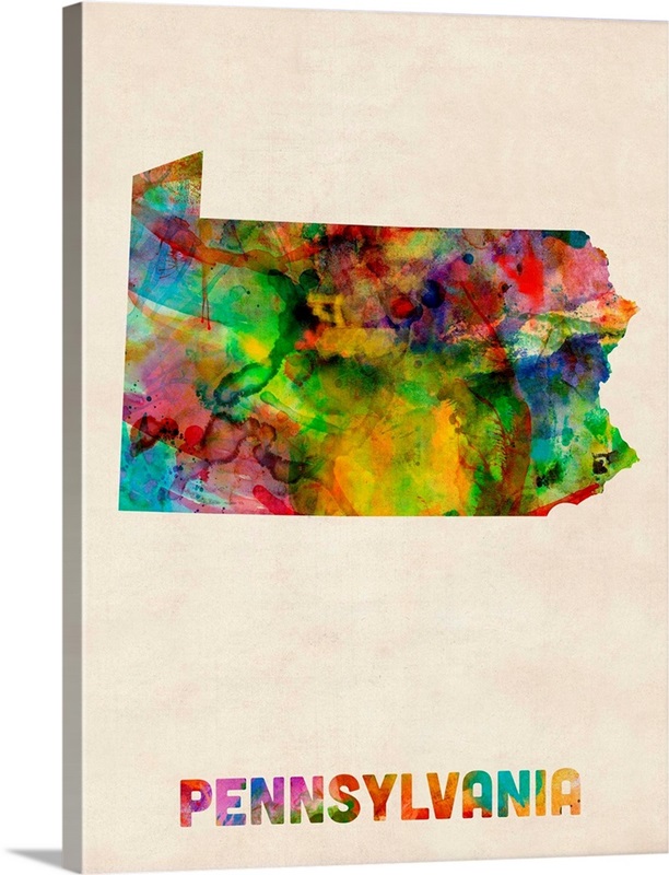 Pennsylvania Watercolor Map | Great Big Canvas