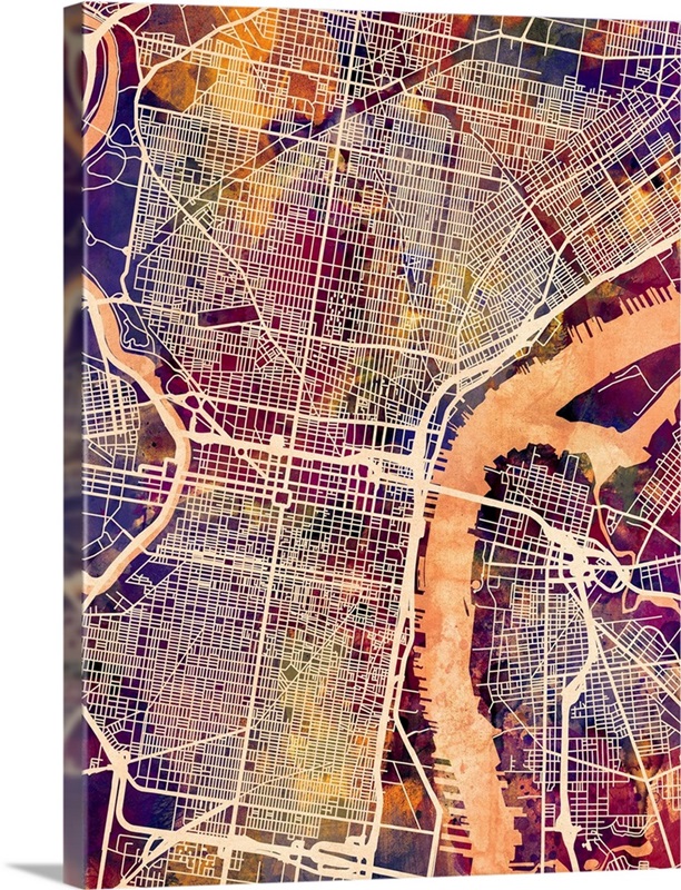 Philadelphia Pennsylvania City Street Map | Great Big Canvas