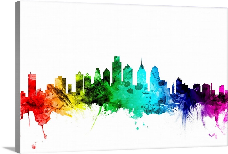 Philadelphia Pennsylvania Skyline, Rainbow | Great Big Canvas