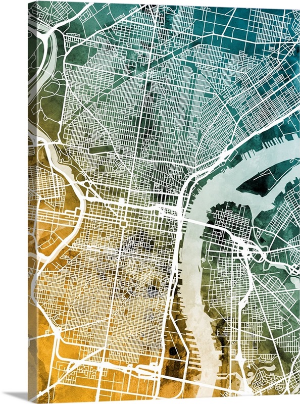 Philadelphia Pennsylvania Street Map | Great Big Canvas