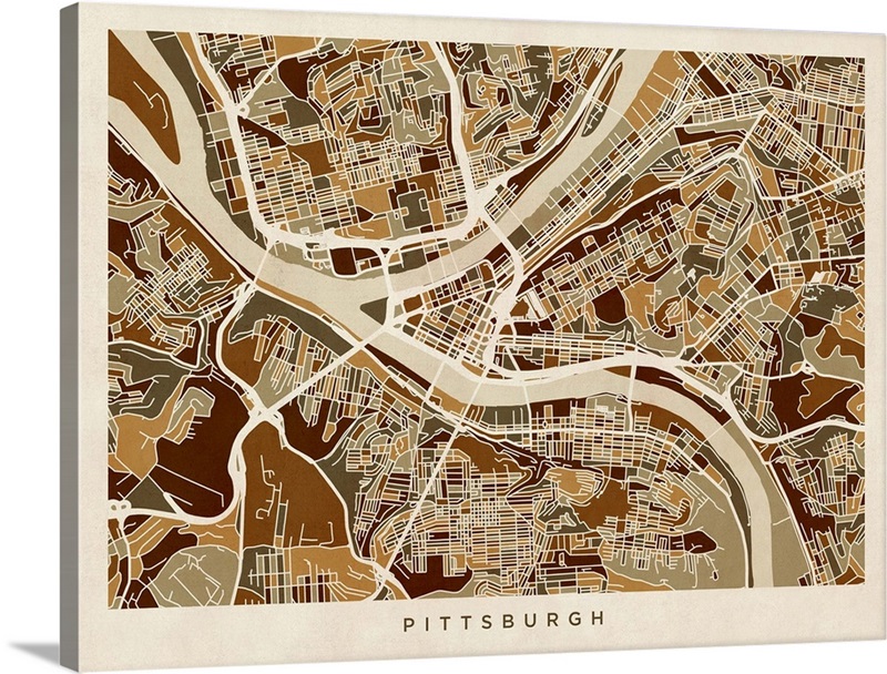 Pittsburgh Pennsylvania Street Map | Great Big Canvas