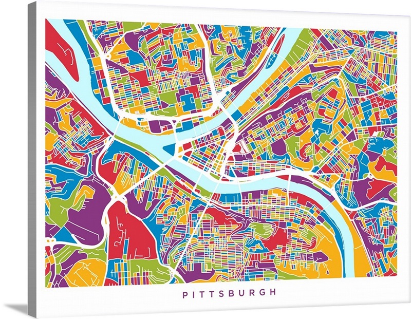 Pittsburgh Pennsylvania Street Map | Great Big Canvas