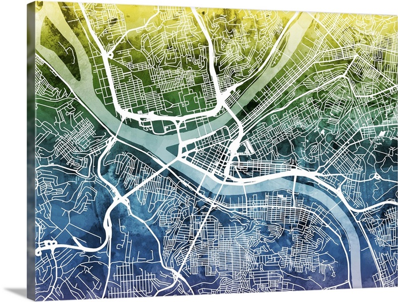 Pittsburgh Pennsylvania Street Map | Great Big Canvas