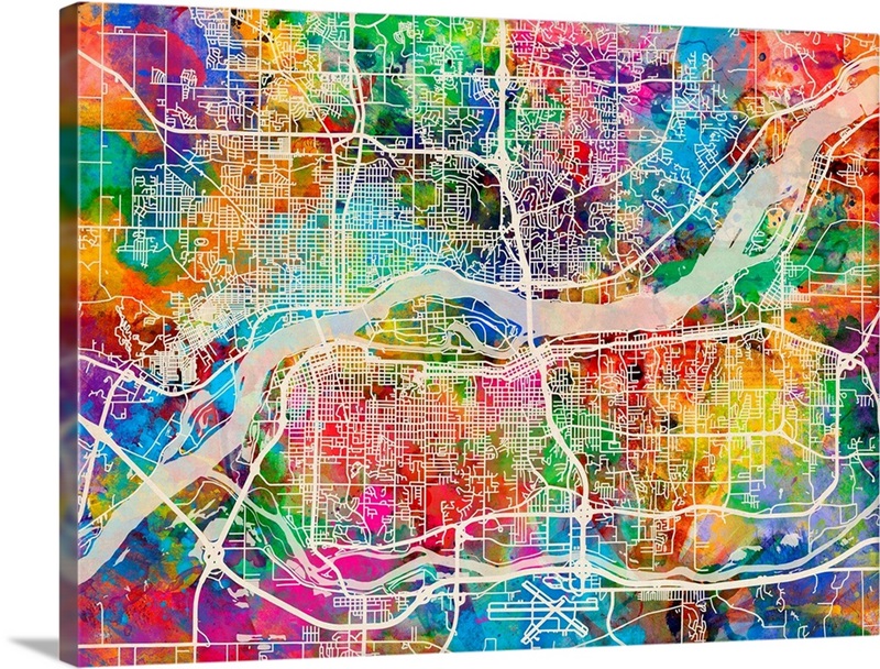 Quad Cities Street Map, Multicolor | Great Big Canvas