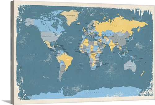Retro Political Map of the World | Great Big Canvas