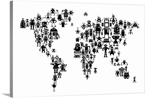 Robot Map of the World Map | Great Big Canvas