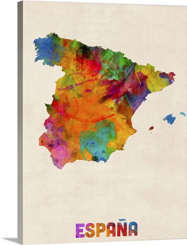 Spain Watercolor Map | Great Big Canvas