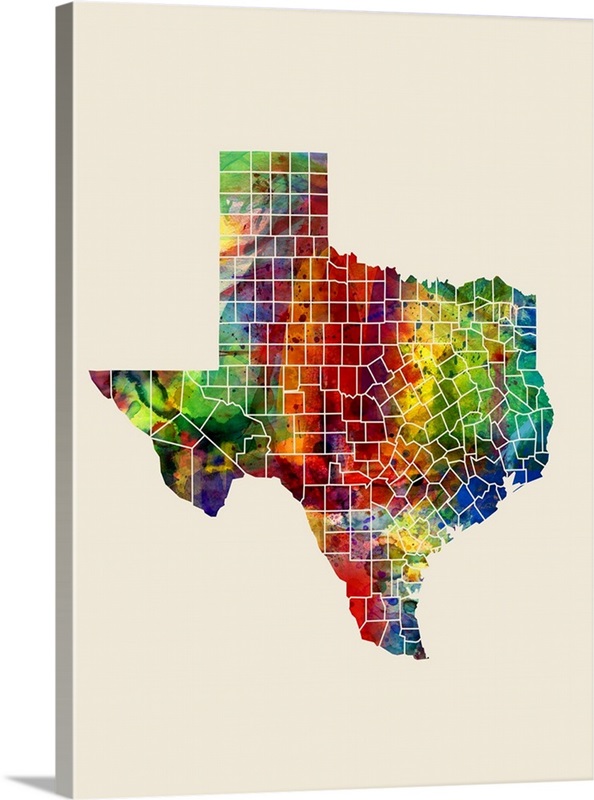 Texas Watercolor Map | Great Big Canvas