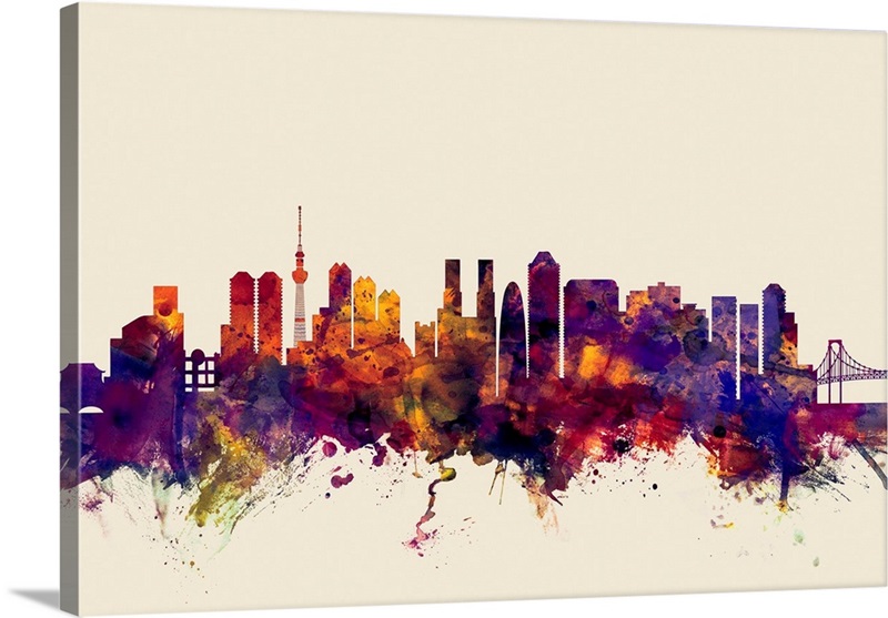 Tokyo Japan Skyline on Beige | Great Big Canvas
