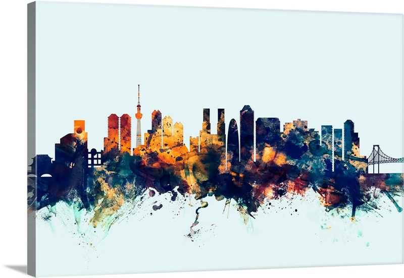 Tokyo Japan Skyline on Light Blue | Great Big Canvas