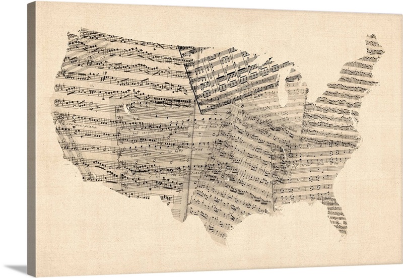 United States Sheet Music Map | Great Big Canvas