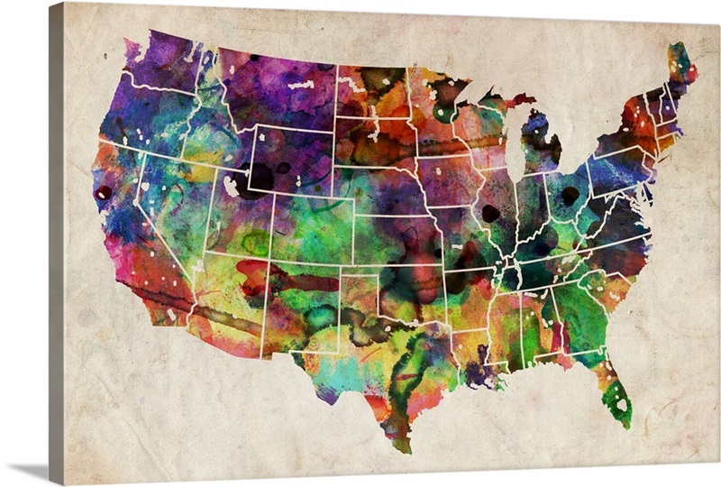 USA Watercolor Map | Great Big Canvas
