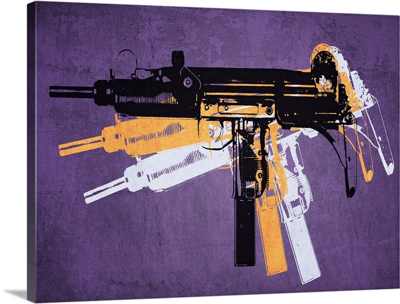 Uzi Sub Machine Gun on Purple | Great Big Canvas