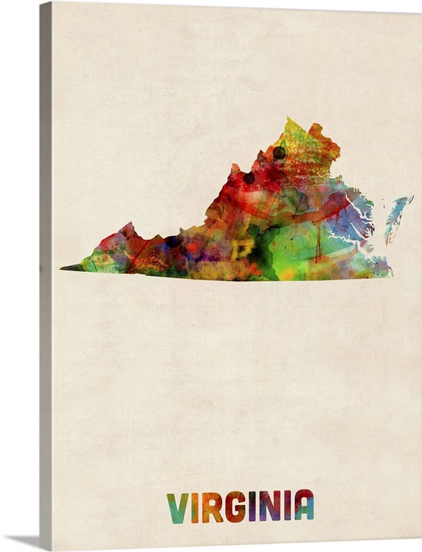 Virginia Watercolor Map | Great Big Canvas