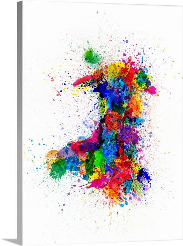 Wales Paint Splashes Map | Great Big Canvas