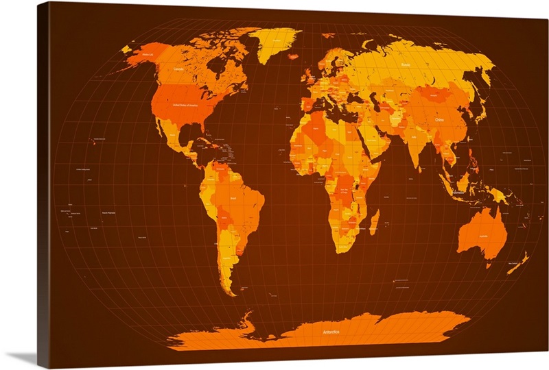 World Map Fall Colours | Great Big Canvas