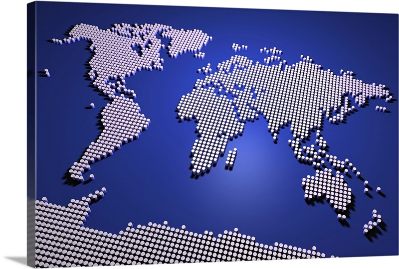 World Map in Blue | Great Big Canvas