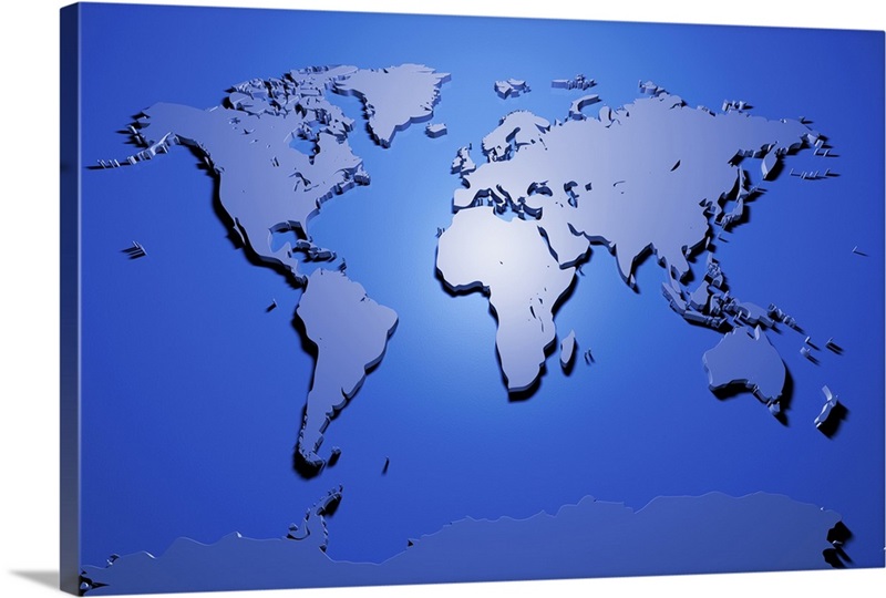 World Map in Blue | Great Big Canvas