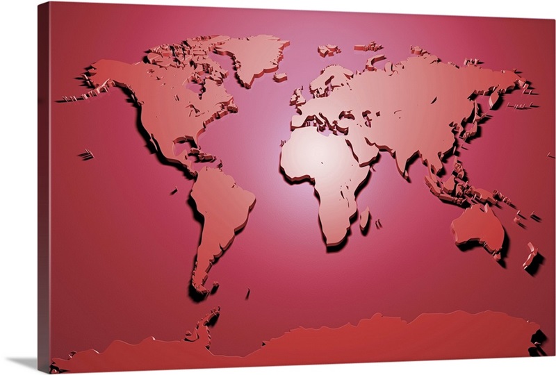 World Map in Red | Great Big Canvas