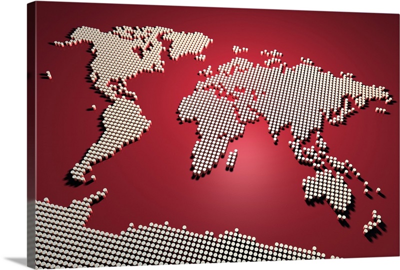 World Map in Red | Great Big Canvas