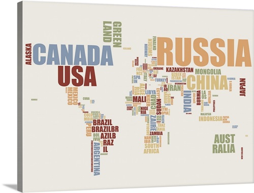 World Map in Words 2 | Great Big Canvas