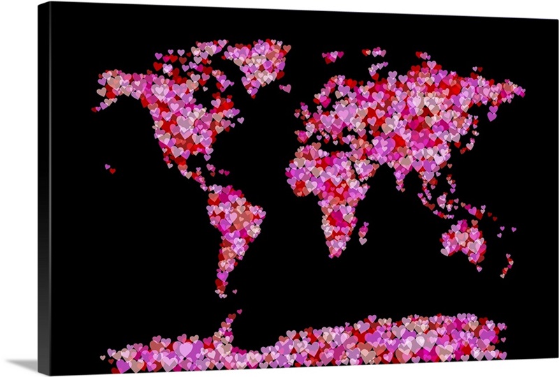 World Map made up of Hearts | Great Big Canvas