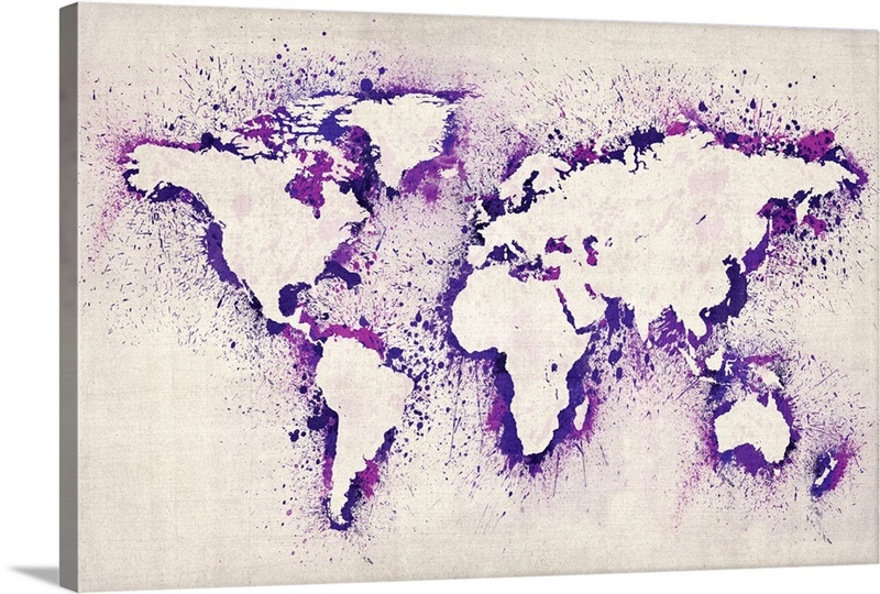 World map made up of paint splatters | Great Big Canvas