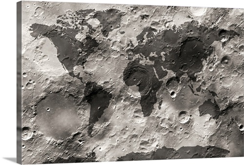 World map on Moon's surface | Great Big Canvas
