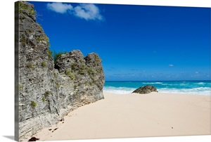 A rock cliff at a small beach on the south side of Bermuda Wall Art ...