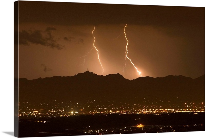 Lightning bolt strikes out of a typical monsoonal lightning storm ...