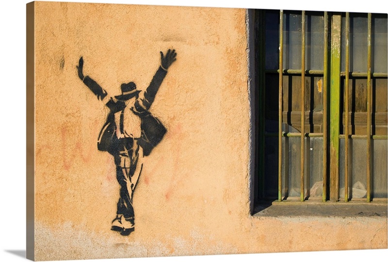 Michael Jackson stenciled on a wall near a window | Great Big Canvas