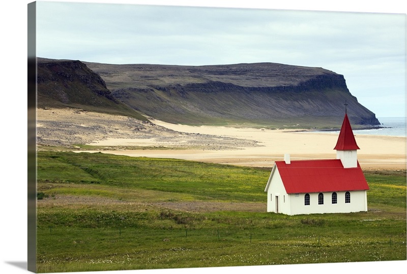 Church of Breidavik, Westfjord, Iceland | Great Big Canvas