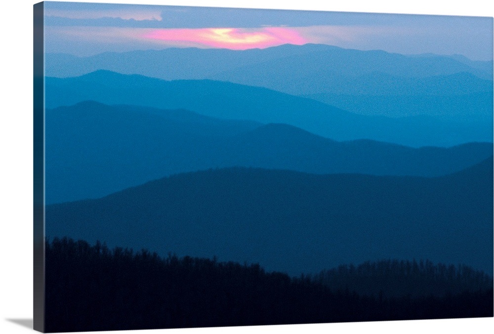 Twilight covers the ridges of the Blue Ridge Mountains Wall Art, Canvas ...