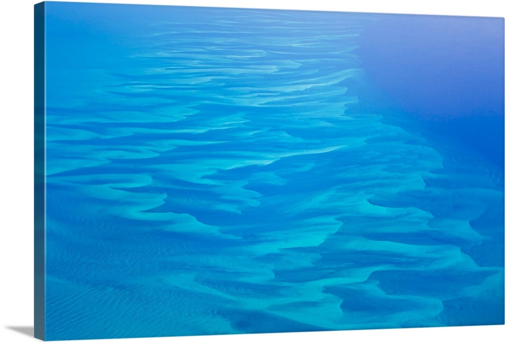 Underwater sand dunes in deep blue Caribbean waters near the Turks and ...