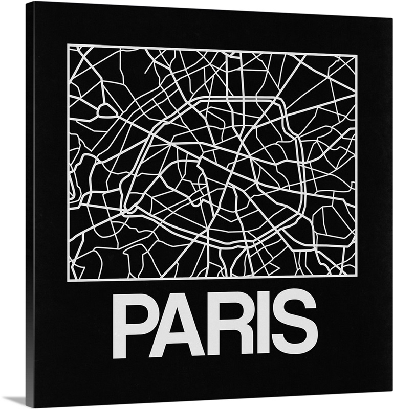 Black Map of Paris Wall Art, Canvas Prints, Framed Prints, Wall Peels ...