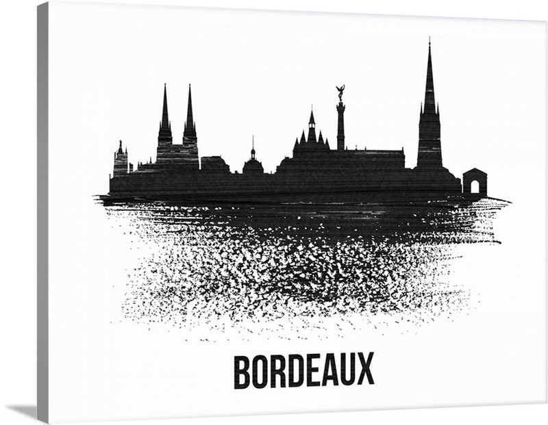 Bordeaux Skyline Brush Stroke Black II Wall Art, Canvas Prints, Framed ...
