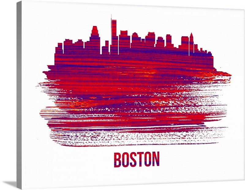 Boston Skyline Brush Stroke Red Wall Art, Canvas Prints, Framed Prints ...