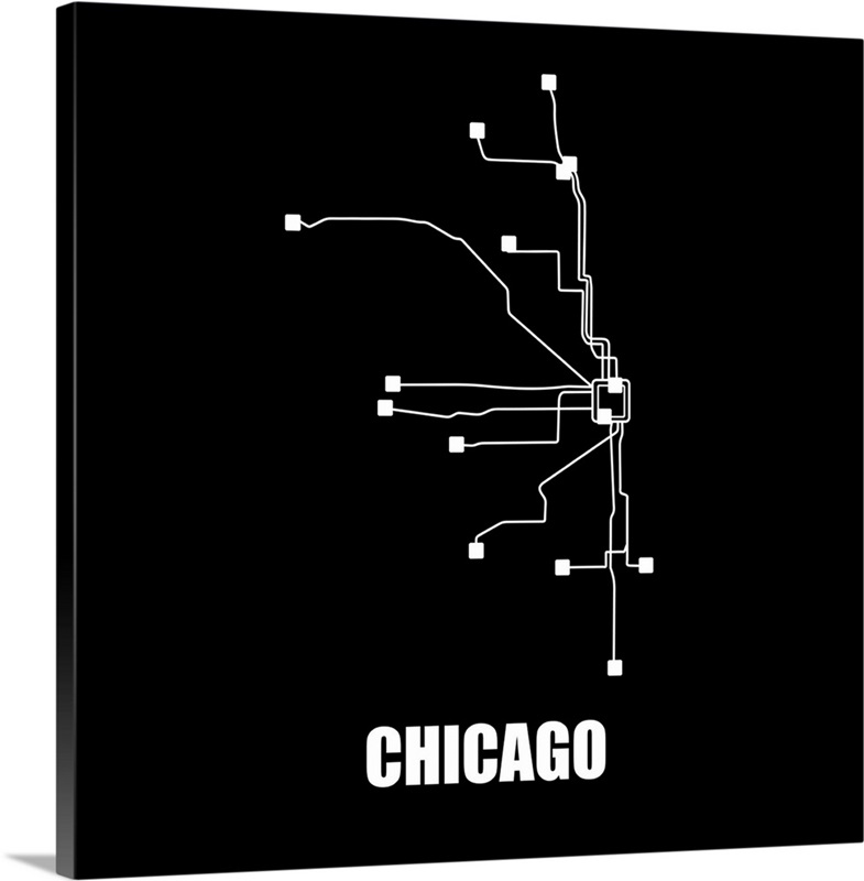 Chicago Black Subway Map Wall Art, Canvas Prints, Framed Prints, Wall ...