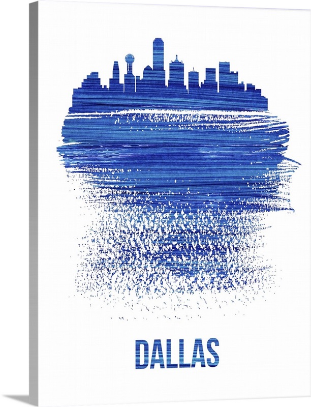 Dallas Brush Stroke Skyline Blue | Great Big Canvas