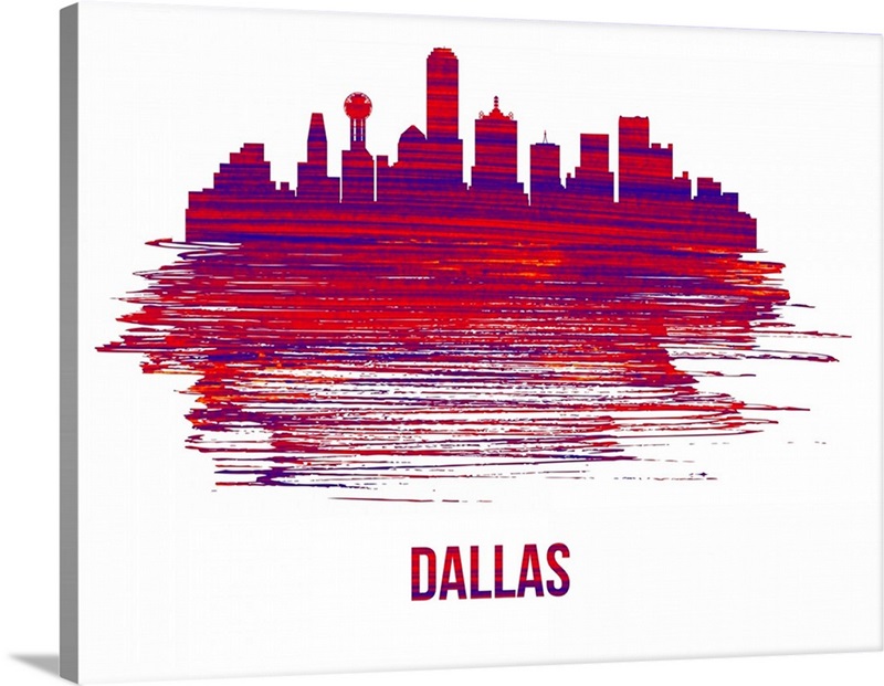 Dallas Skyline Brush Stroke Red Wall Art, Canvas Prints, Framed Prints ...
