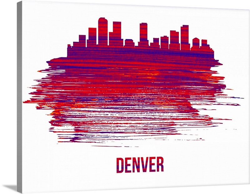 Denver Skyline Brush Stroke Red Wall Art, Canvas Prints, Framed Prints ...