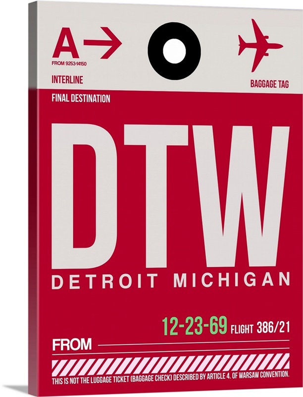 DTW Detroit Luggage Tag I | Great Big Canvas