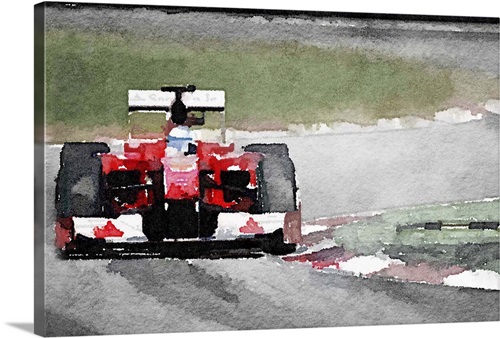 Ferrari F1 on Track Watercolor | Great Big Canvas